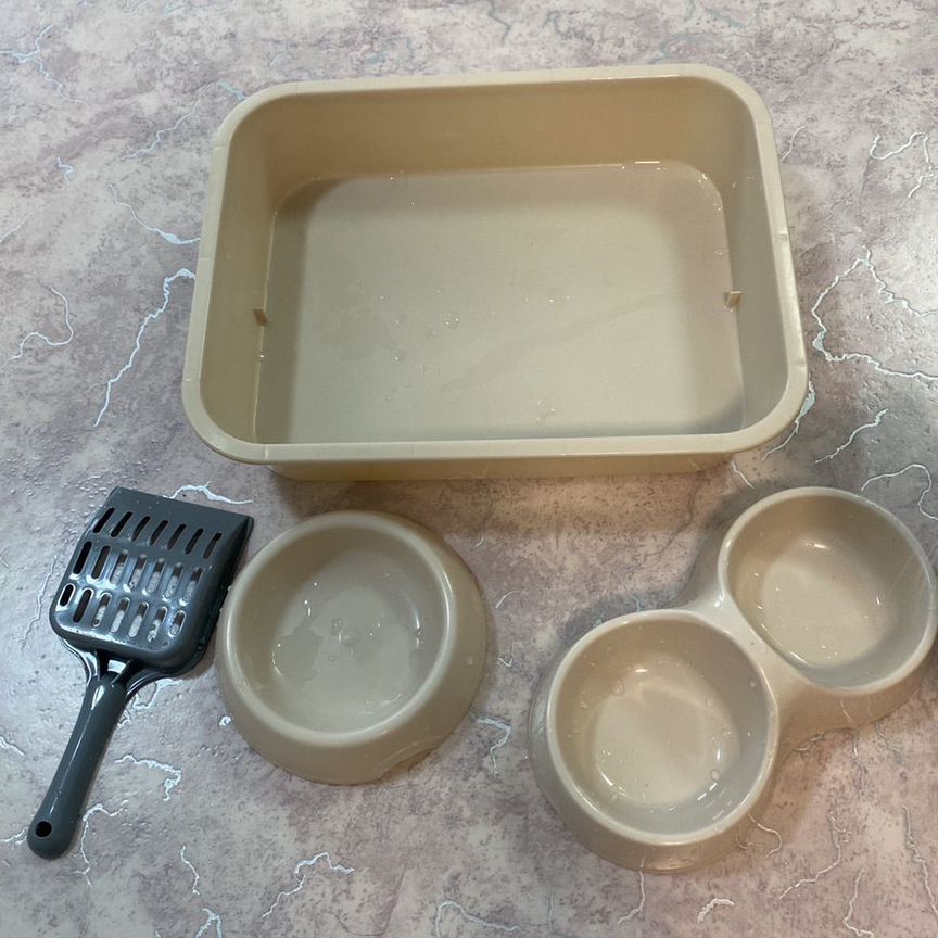 Лоток и миски для кошек