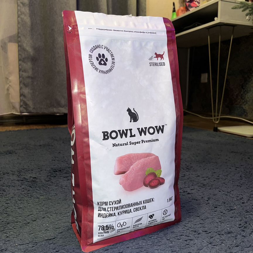 Bowl WOW 1.5 кг для кошек с индейкой