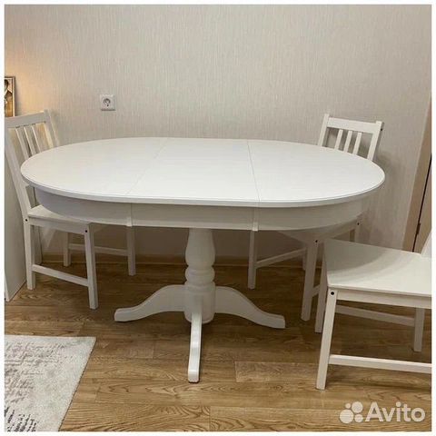 Стол кухонный раздвижной круглый деревянный белый купить в Москве ...