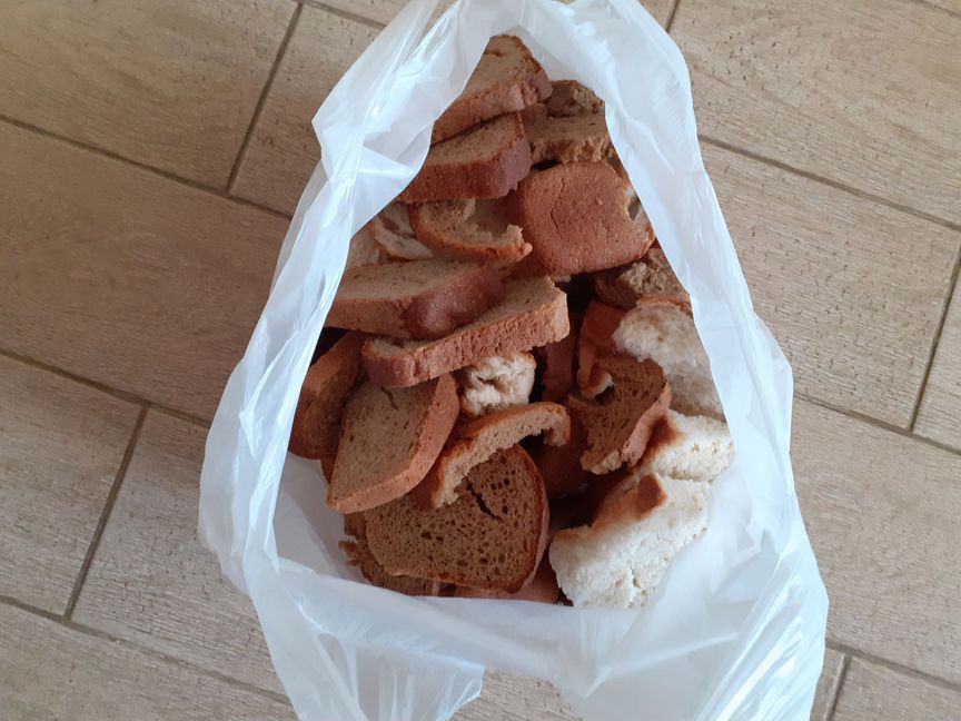 Пакет сухарей на корм животным