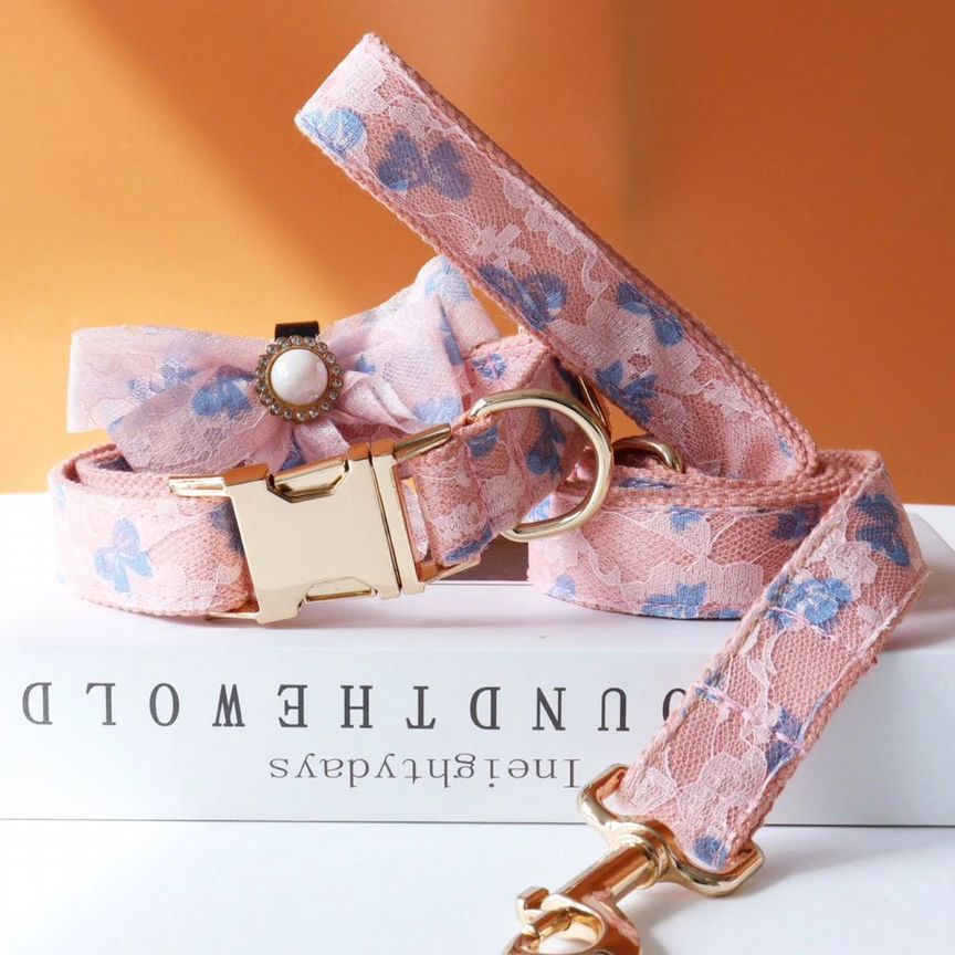 Ошейник и поводок с гравировкой для собак и кошек