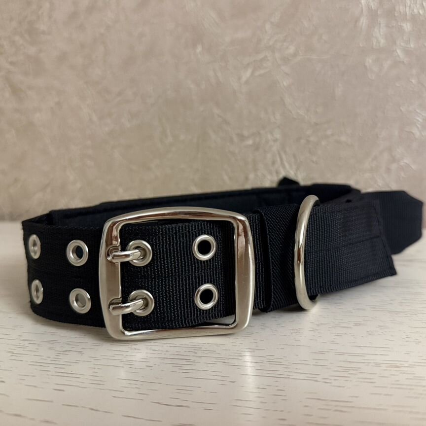 Ошейник с ручкой прочный черный