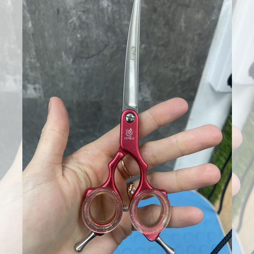 Изогнутые ножницы fenice для груминга