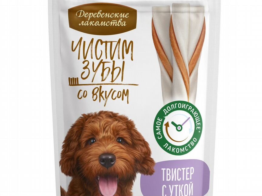 Деревенские лакомства твистер с уткой "Чистим