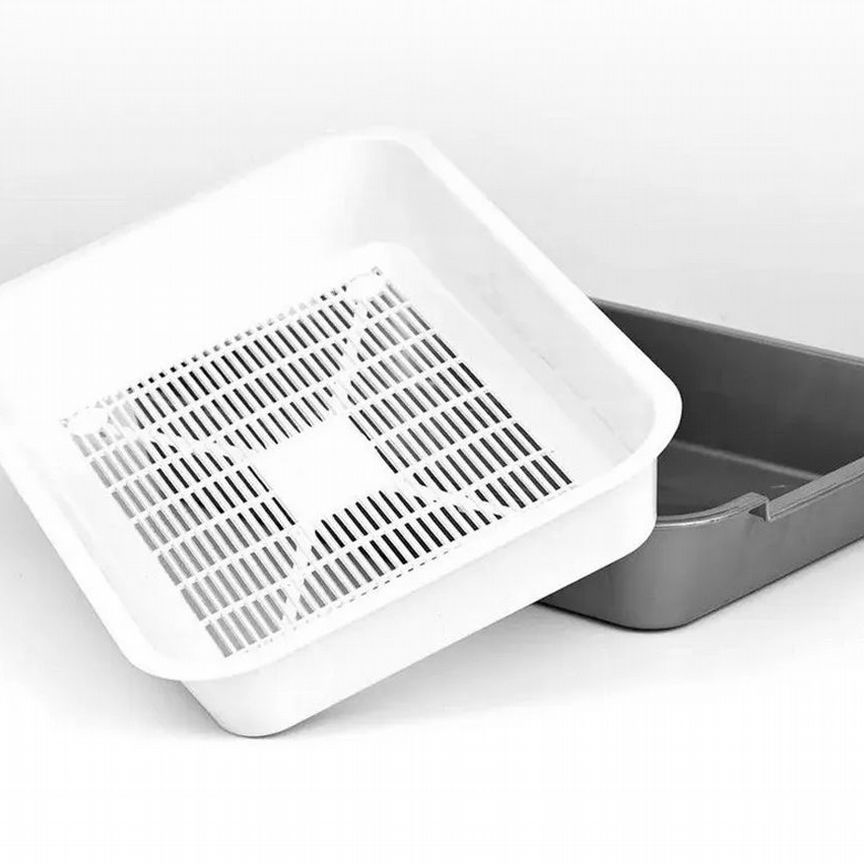 Лоток для кошек с сеткой серый