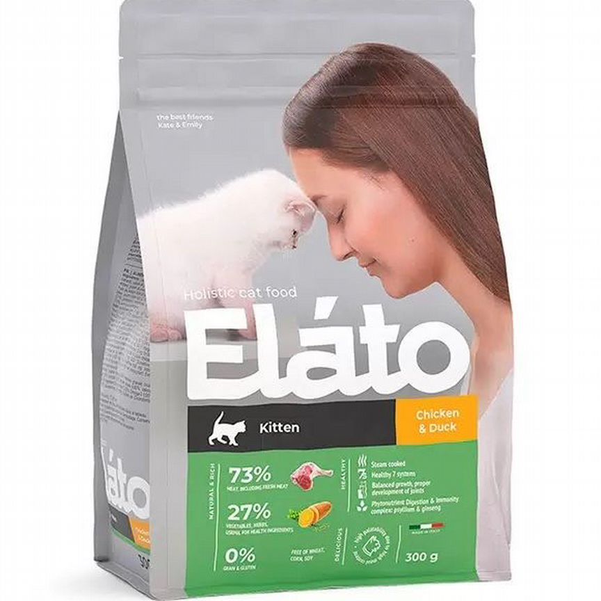 Сухой корм Elato Holistic для котят с курицей и уткой - 0,3 кг