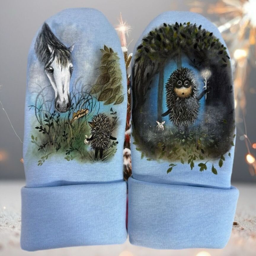 Варежки женские с ручной росписью