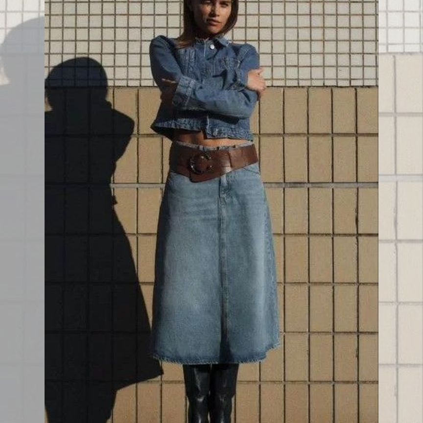 Джинсовая юбка zara новая xs